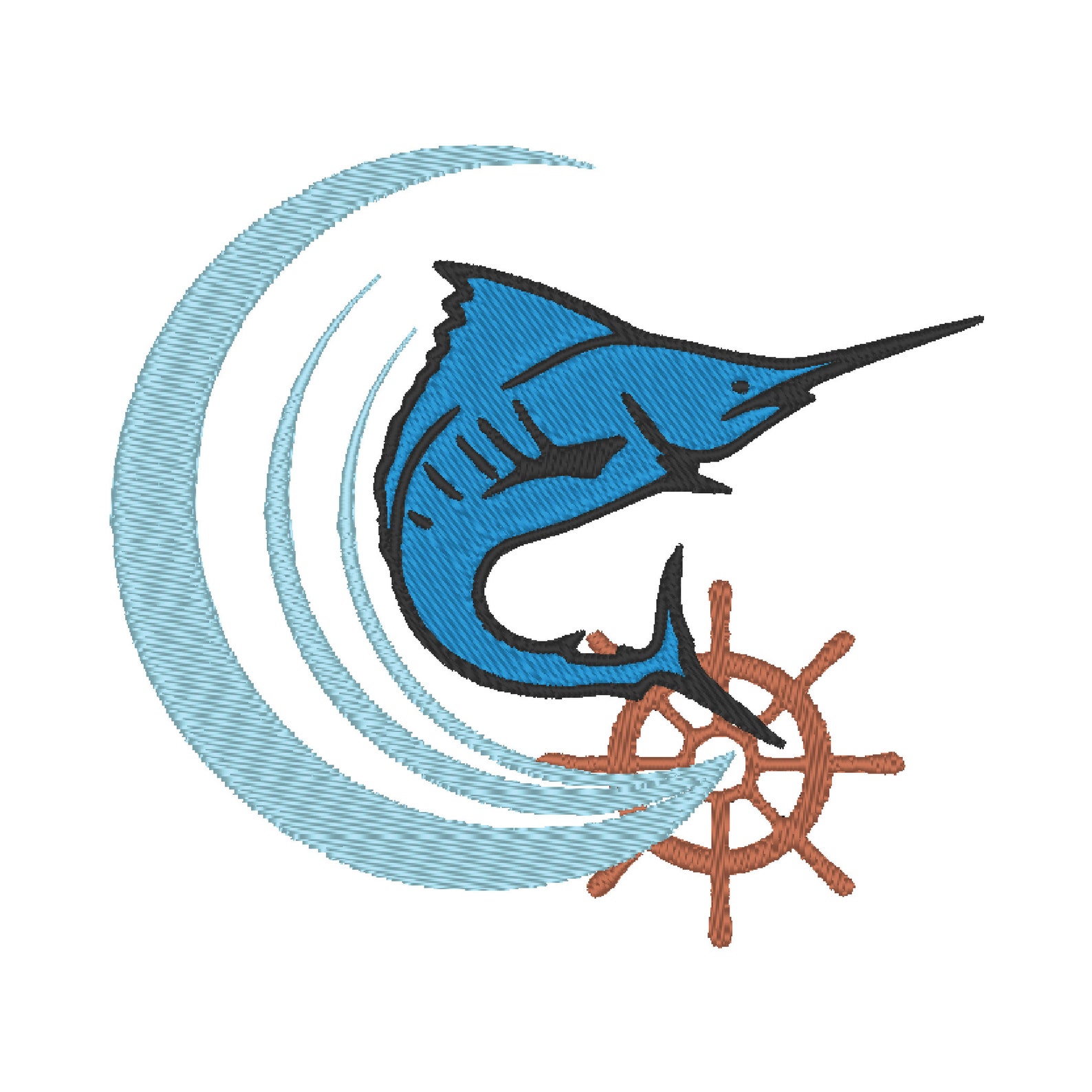 Marlin Fish Embroidery Design PES & DST Digital Files, Hoop Size: 4”x4 ...