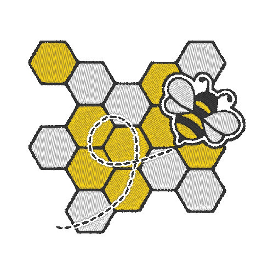 Honeycomb With Bee Embroidery Design PES & DST Digital Files, Hoop Size ...