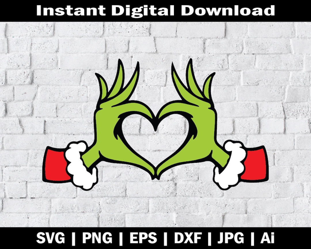 Angry Green Man Heart Hands SVG - Hand Clipart, Xmas Cut Files for ...