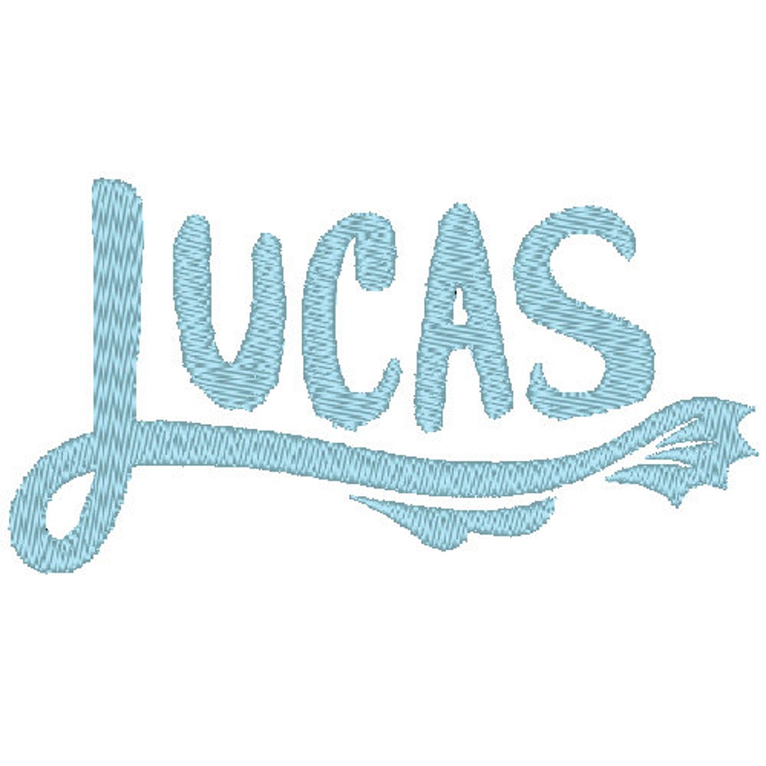 Lucas Embroidery Text Design PES & DST Digital Files, Hoop Sizes: 4”x4 ...