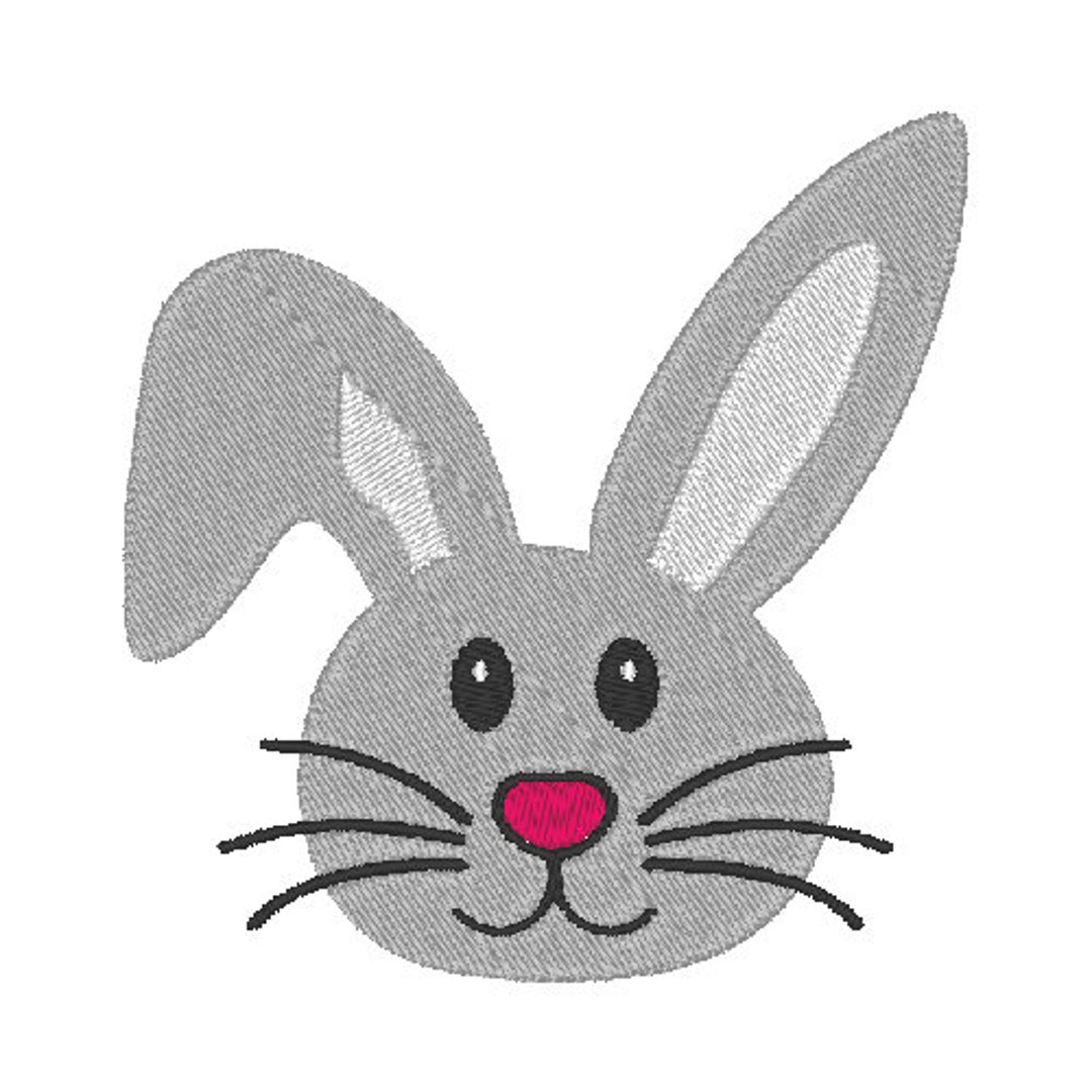 Bunny Face Embroidery Design PES & DST Digital Files, Hoop Size: 4”x4 ...