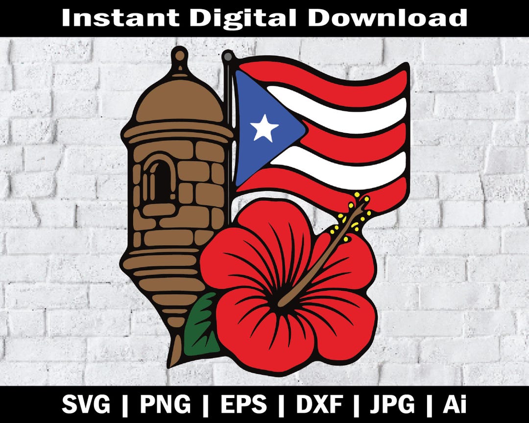 Puerto Rico SVG Heritage Art – Garita, Flag & Hibiscus Flower ...
