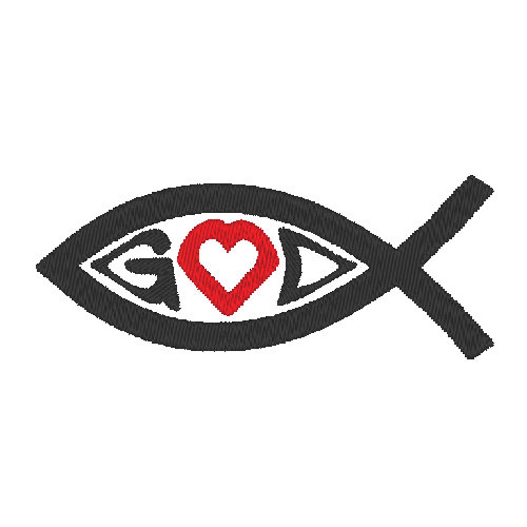 Christian Fish, GOD Fish, Embroidery Design PES & DST Digital Files ...