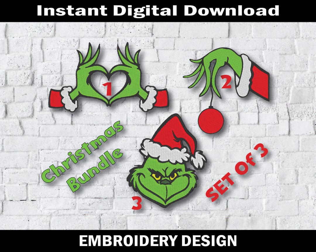 Christmas Embroidery Bundle | Grinch - Machine Embroidery Design | the ...