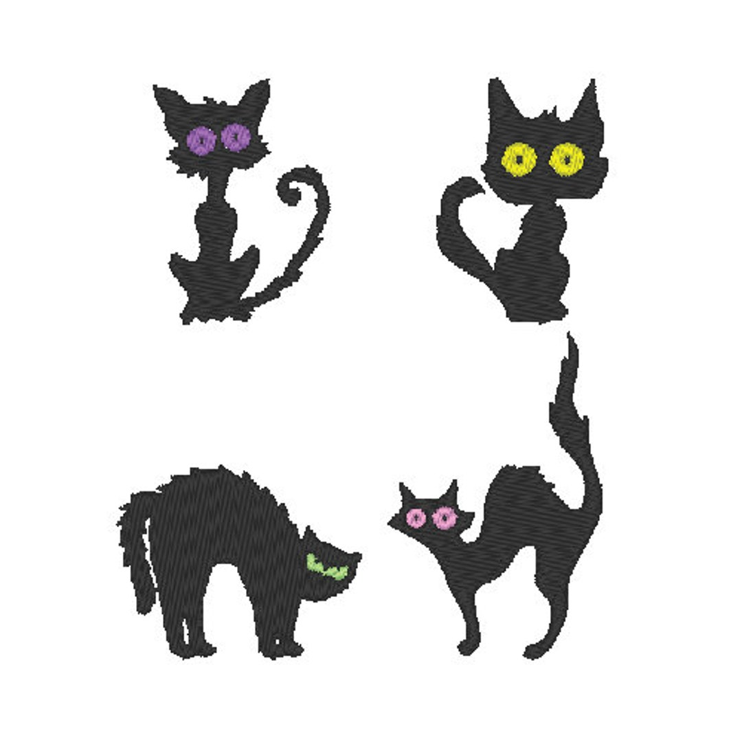 Halloween Cats Embroidery Design PES Digital Files, Hoop Size: 4”x4” - Etsy
