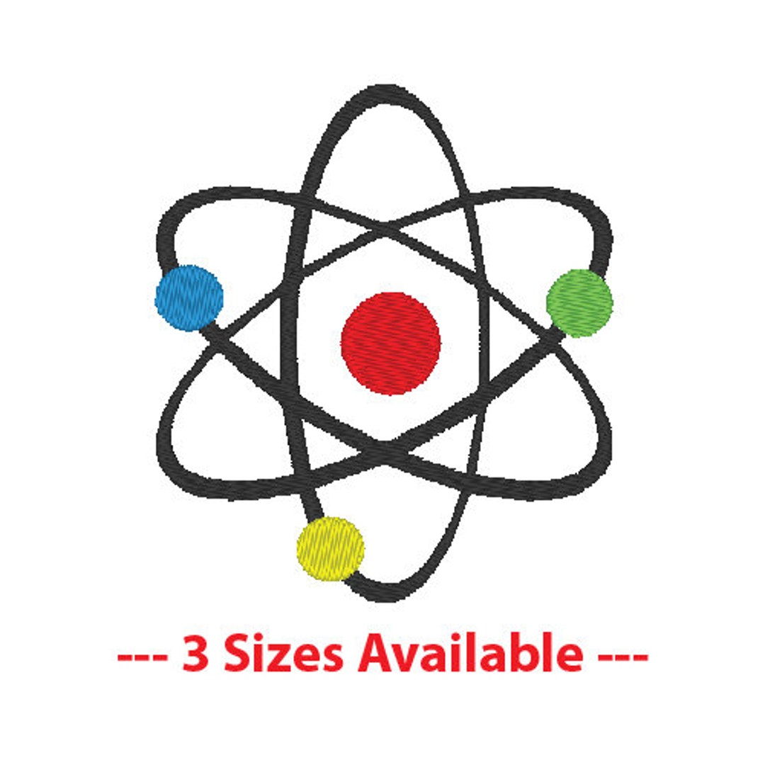 Atom Embroidery Design PES & DST Digital Files, Hoop Size: 4”x4”, --- 3 ...