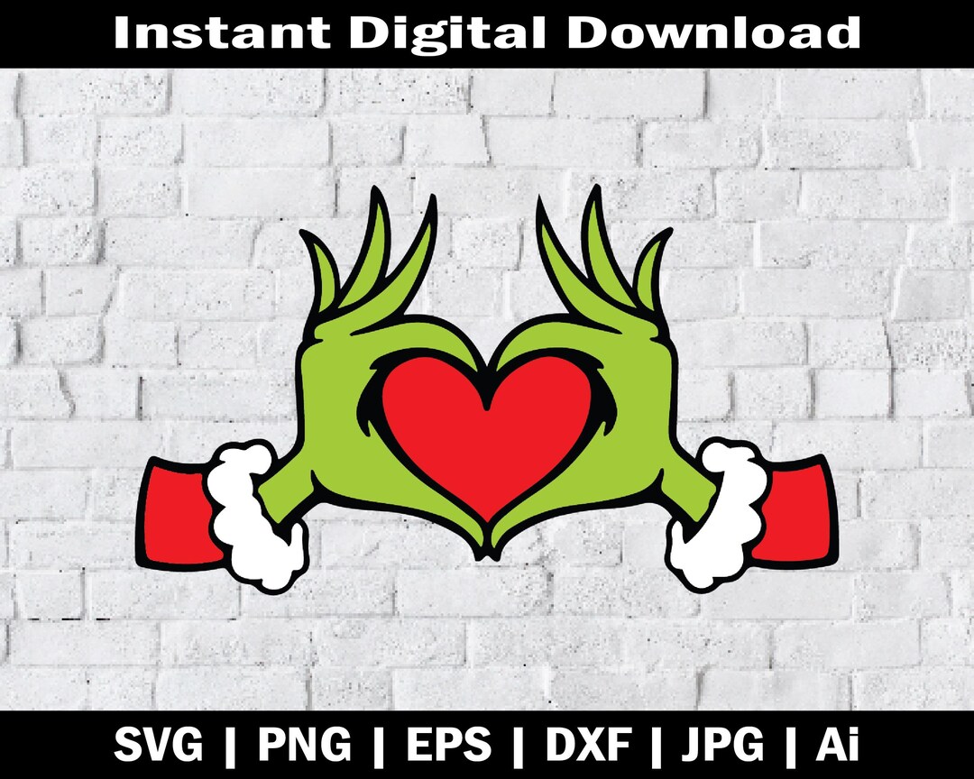 Angry Green Man, Red Heart Hands SVG - Hand Clipart, Xmas Cut Files for ...