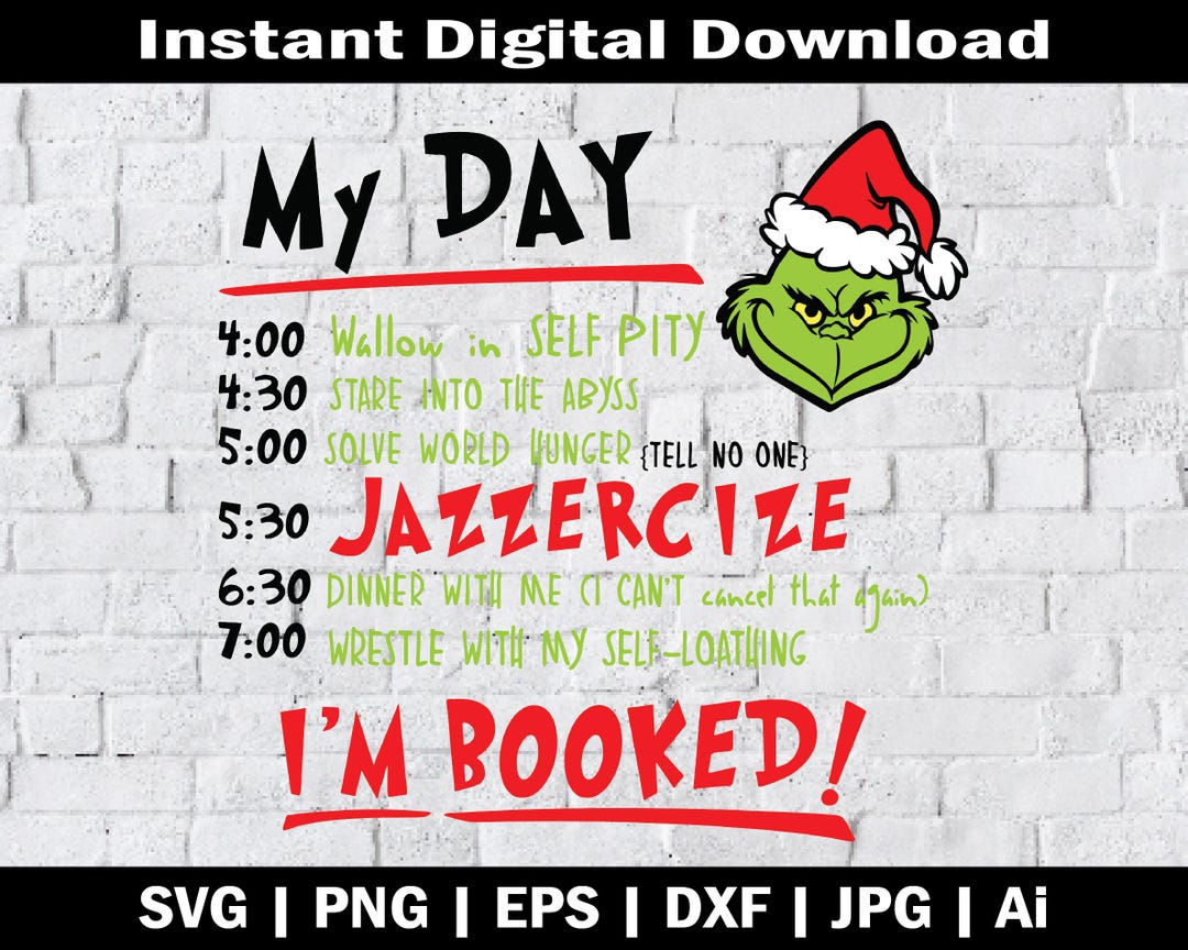 My Day Green Angry Man SVG, I'm Booked Svg DXF PNG Cut File for Planner ...