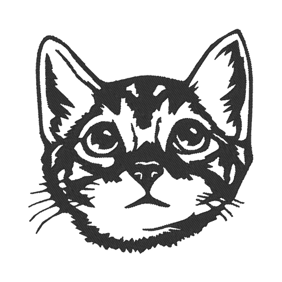 Cat Face Embroidery Design PES & DST Digital Files, Hoop Size: 4”x4” - Etsy