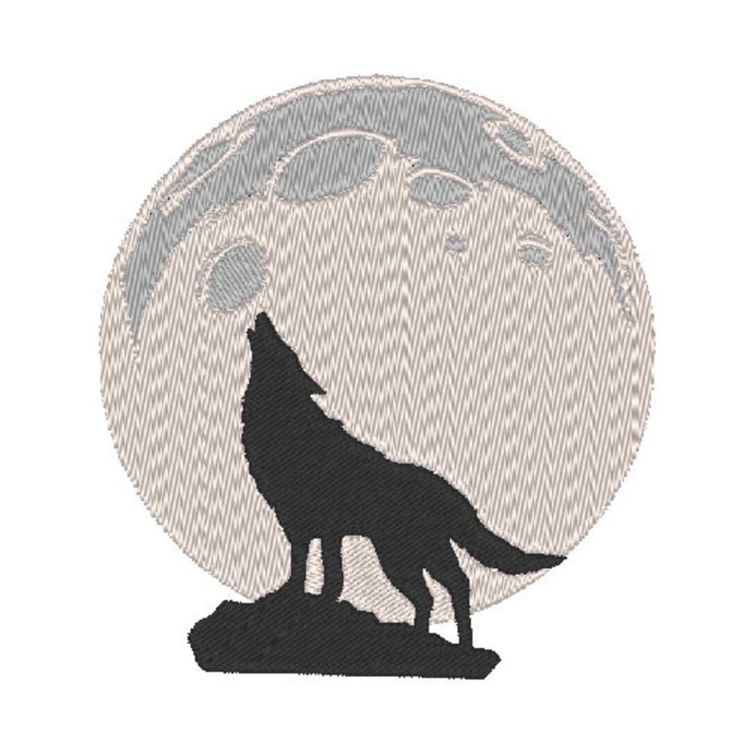 Wolf and Moon Embroidery Design PES & DST Digital Files, Hoop Size: 4 ...