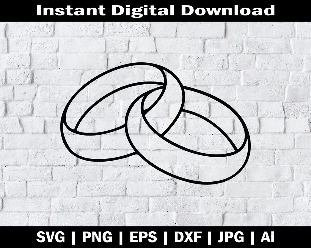 Wedding Rings SVG DXF PNG Clipart Digital Download Interlocking Rings ...