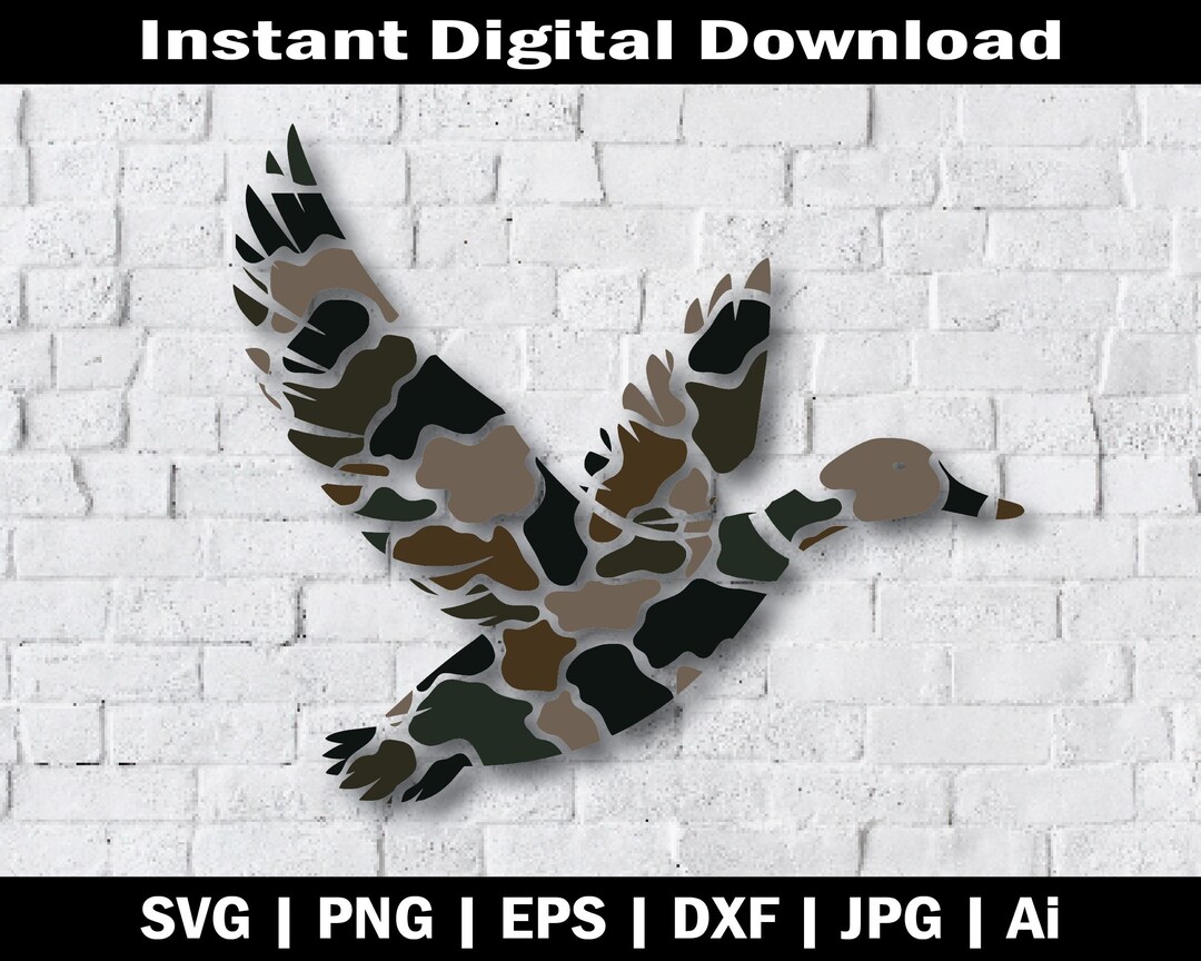 Camo Flying Mallard Duck Version 2, SVG, PNG, EPS | Duck Hunting ...