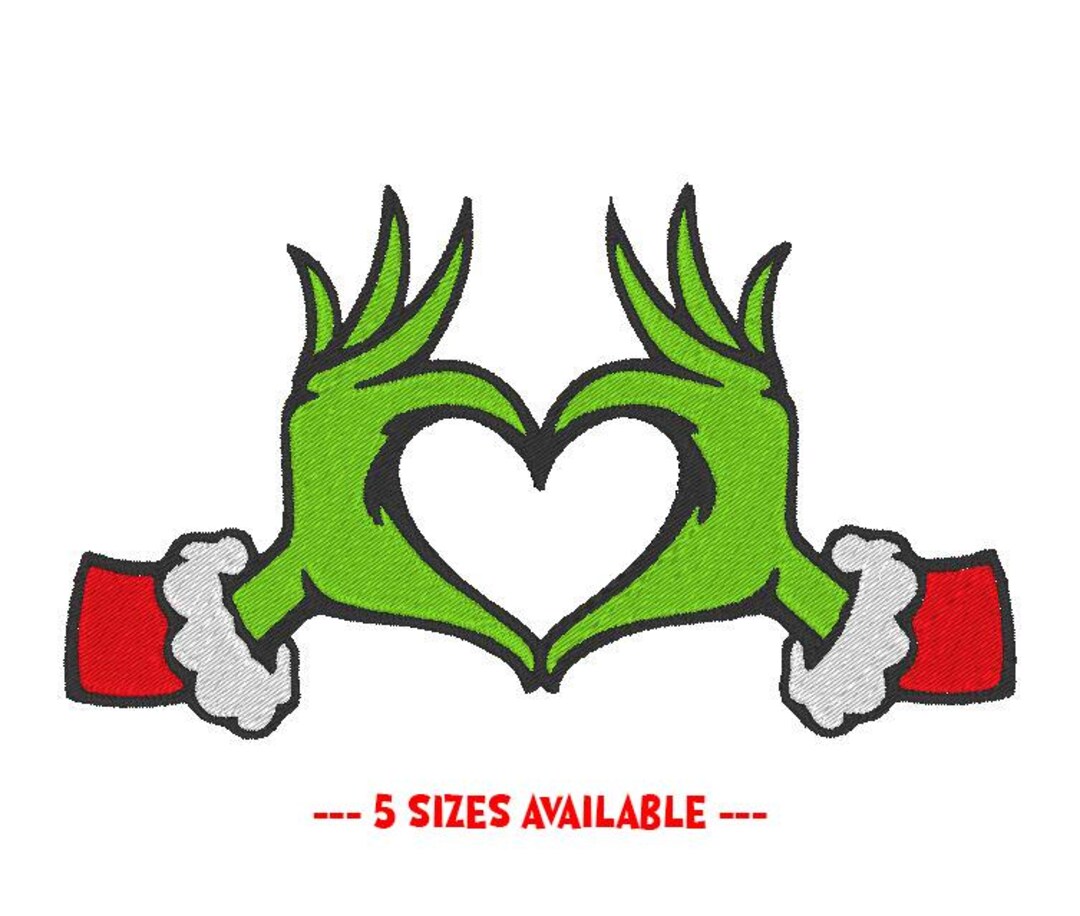Christmas Angry Green Man Heart Hands Embroidery Design - Cute Holiday ...