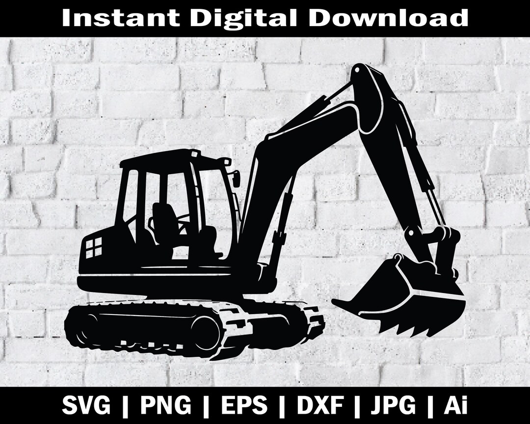 Excavator SVG | Construction Clipart, Excavator Cut File & PNG for DIY ...