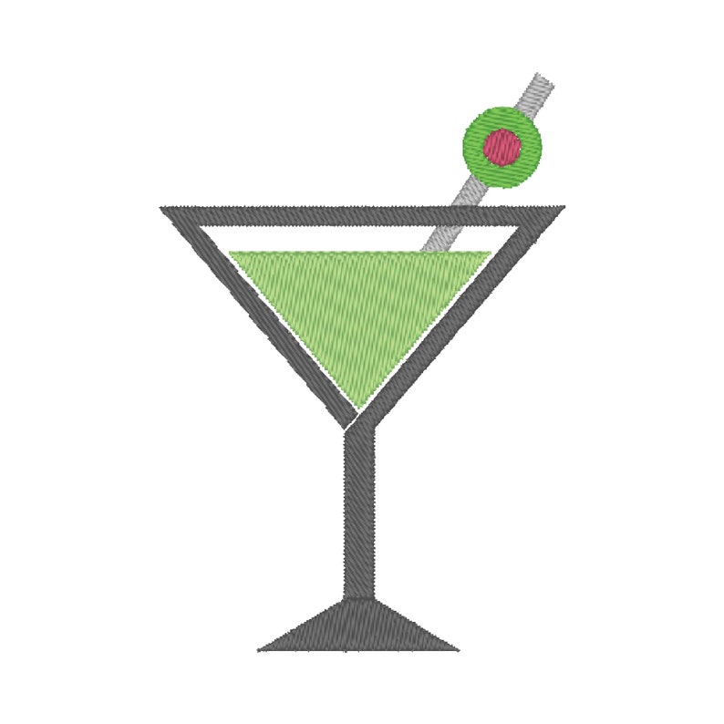 Martini Cocktail Embroidery Design PES & DST Digital Files, Hoop Size ...