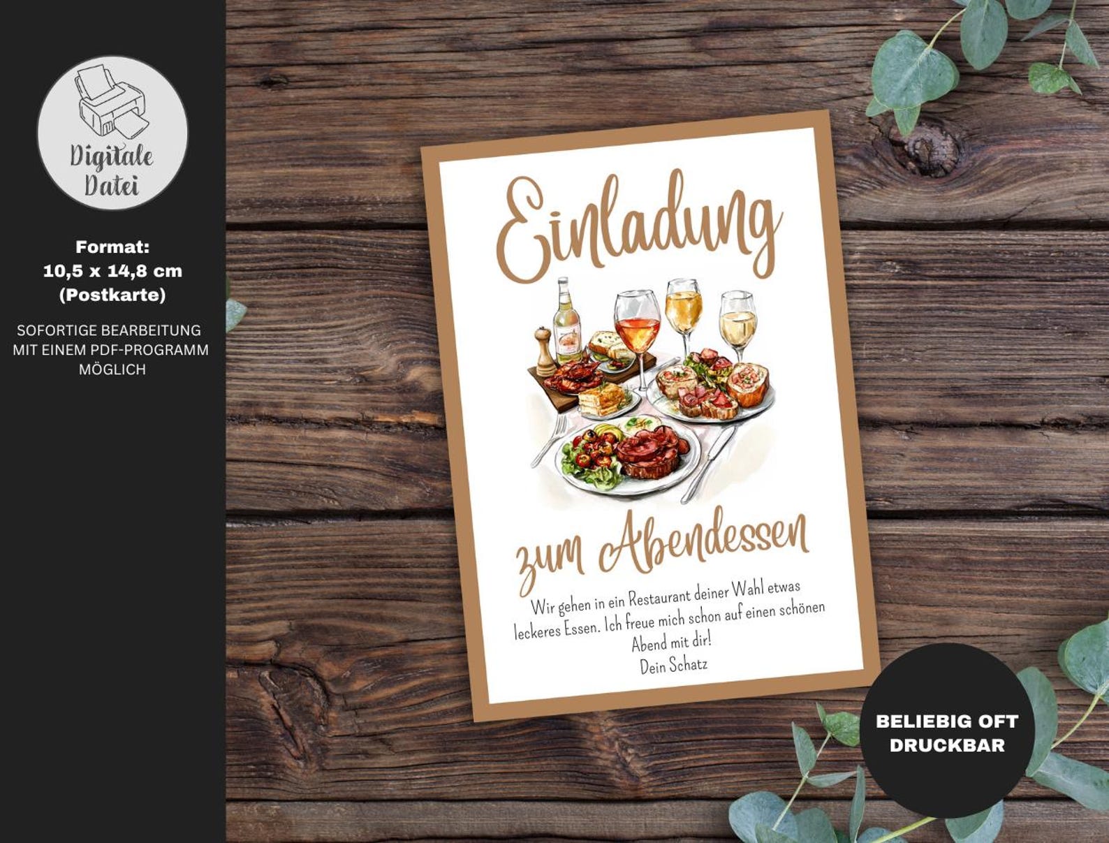 Voucher for Printing Dinner, Eating Out, Invitation to Dinner, PDF ...