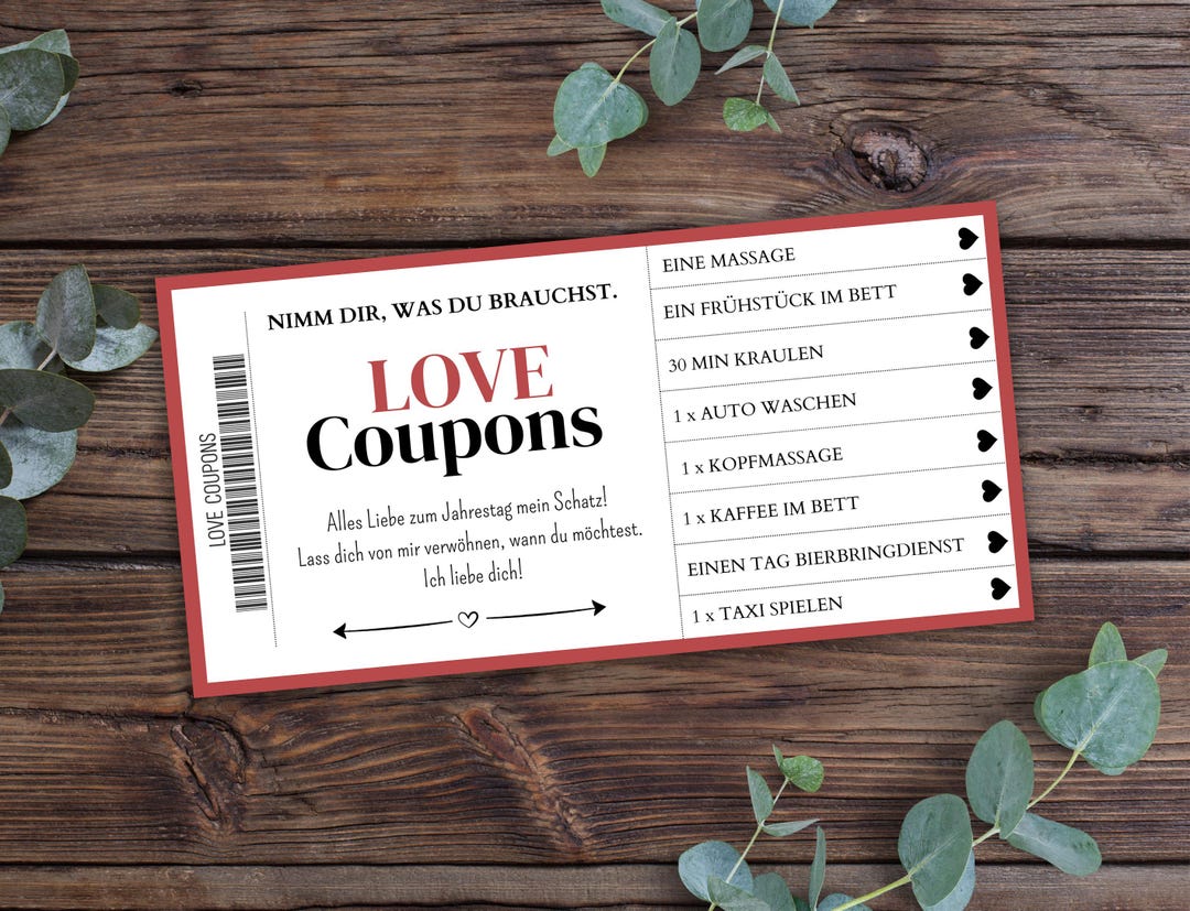 Voucher Love Coupons to Print, Vouchers for Partners, Valentine's Day ...