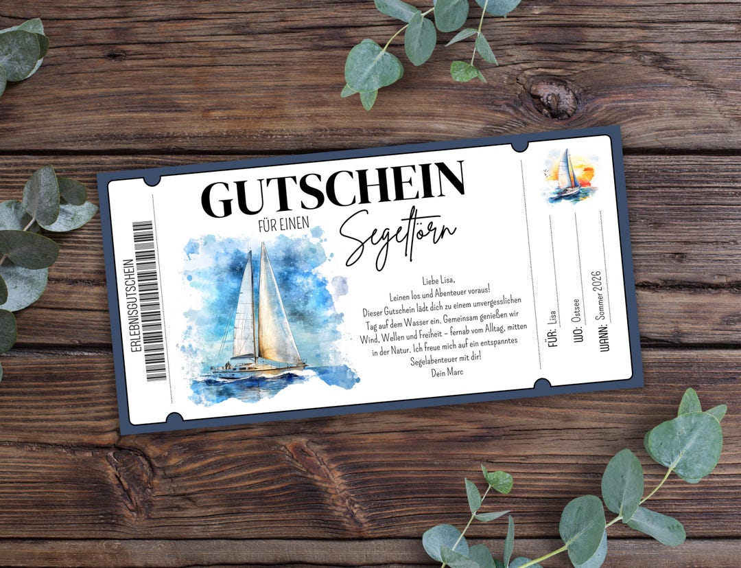 Buy Travel Voucher Sailing Trip to Print, Gift Idea Boat Trip, Travel ...