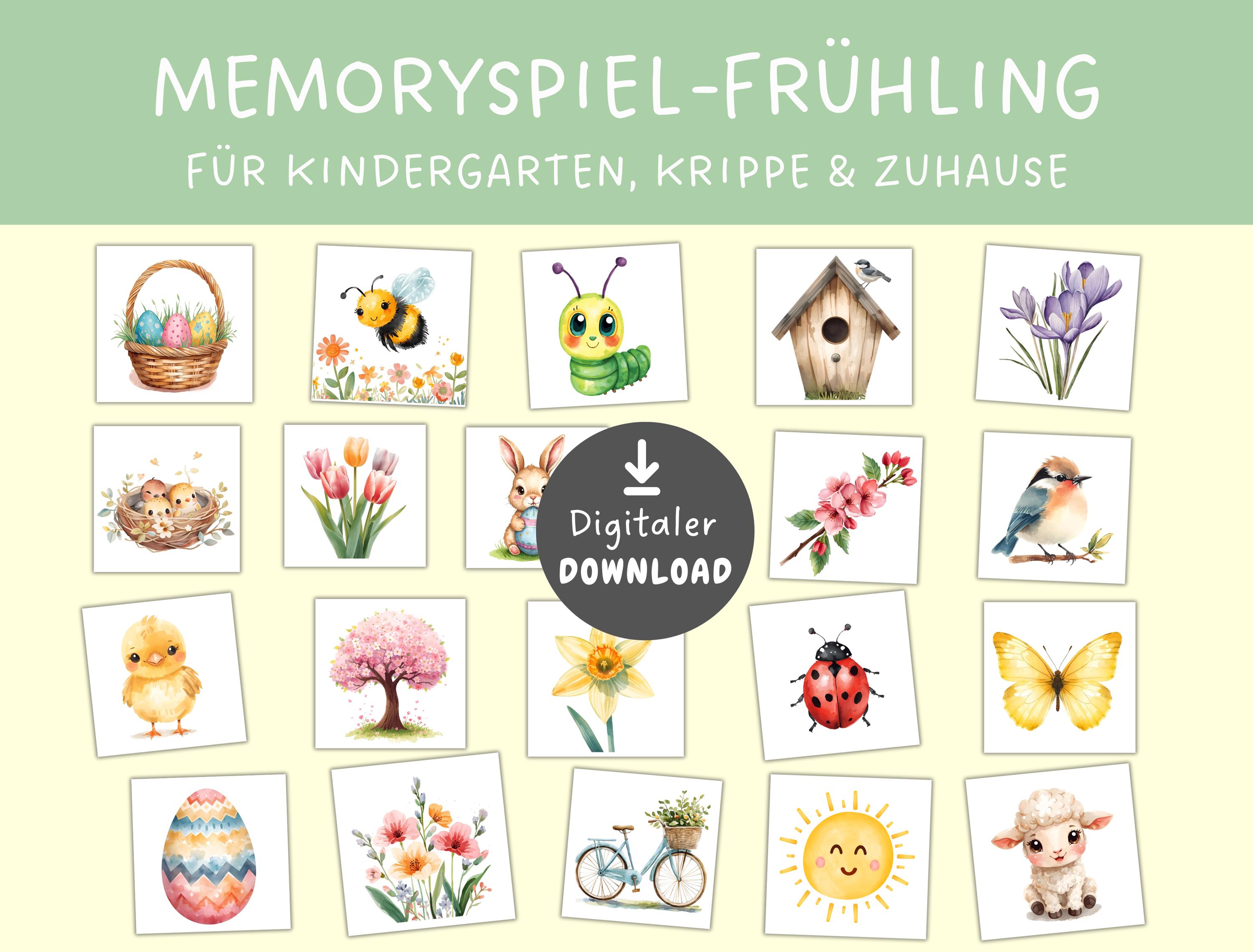 Spring Memory Game, Printable Memory Game, Memory Game Download, Memory ...