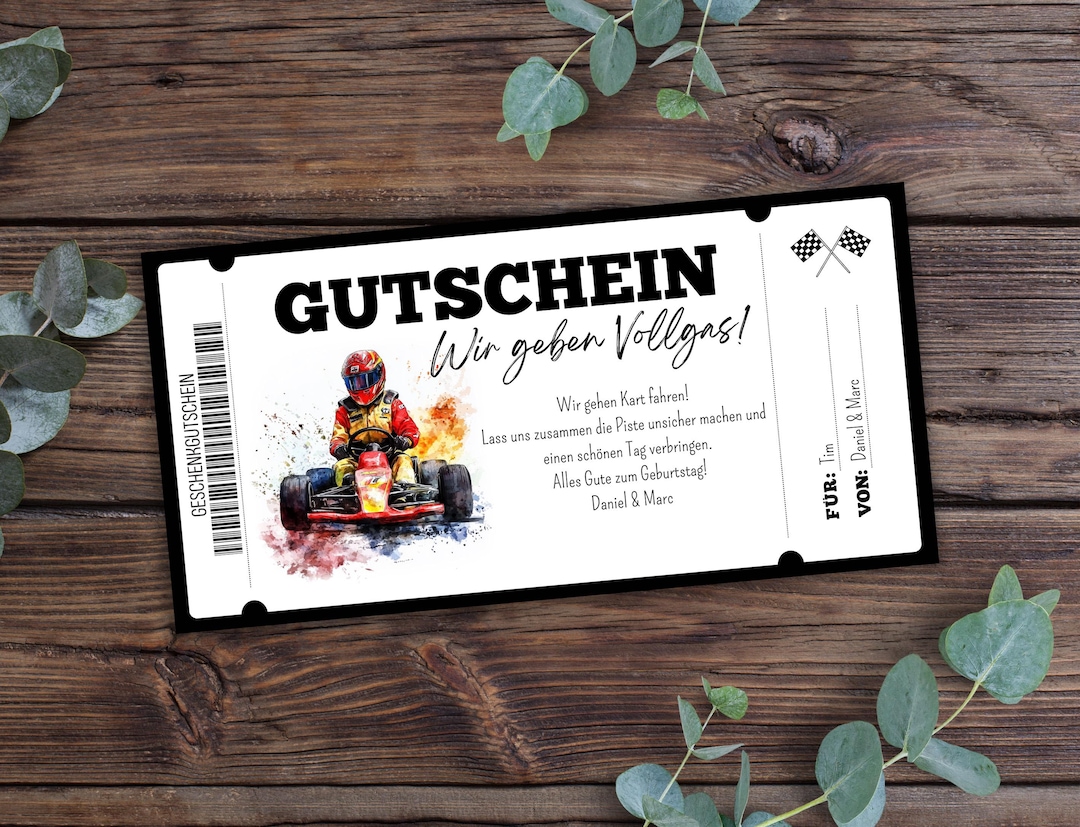 Gutschein Vorlage Go Kart fahren, Gutschein Kart fahren zum Ausdrucken, Gutschein zum Gestalten ...
