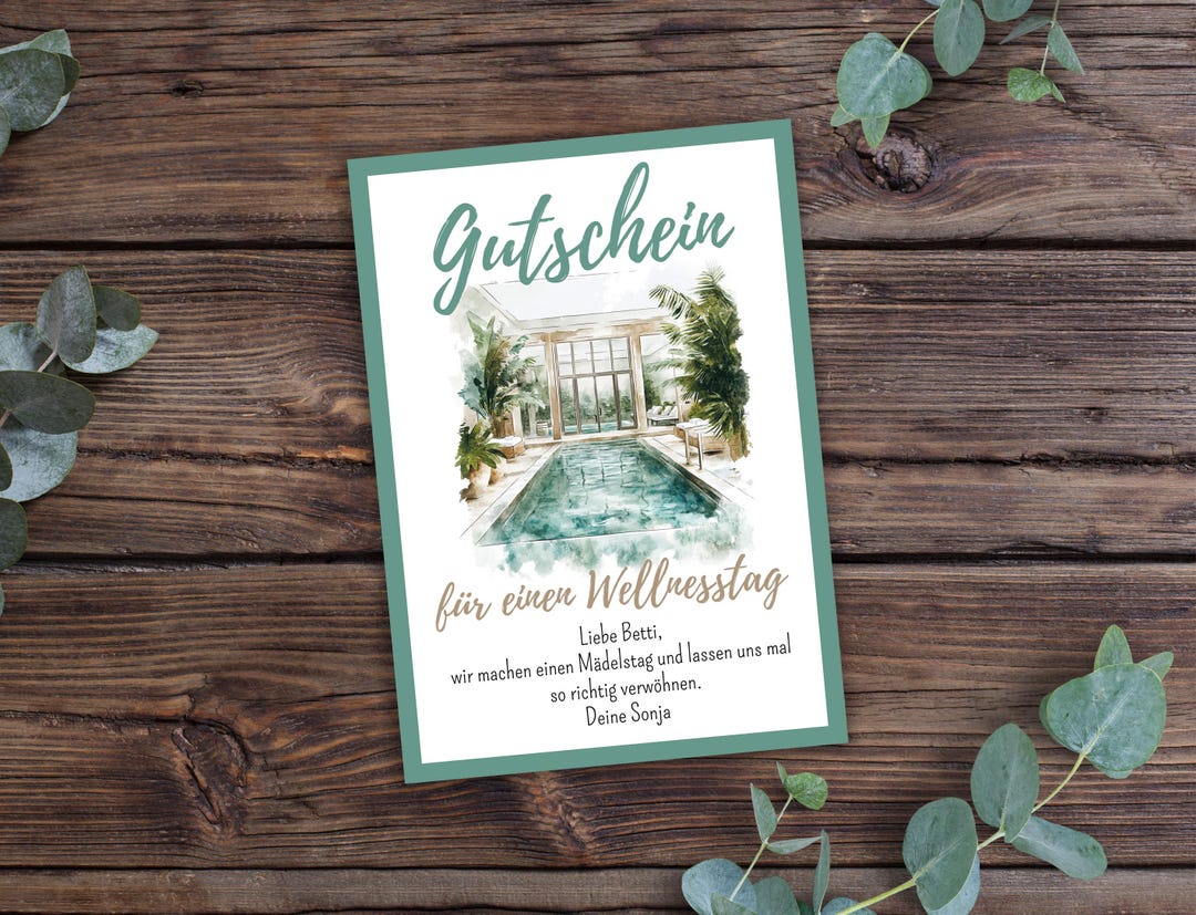 Wellness Day Voucher - Printable, Wellness, Spa, Time Out, PDF Download, Personalizable, Last ...
