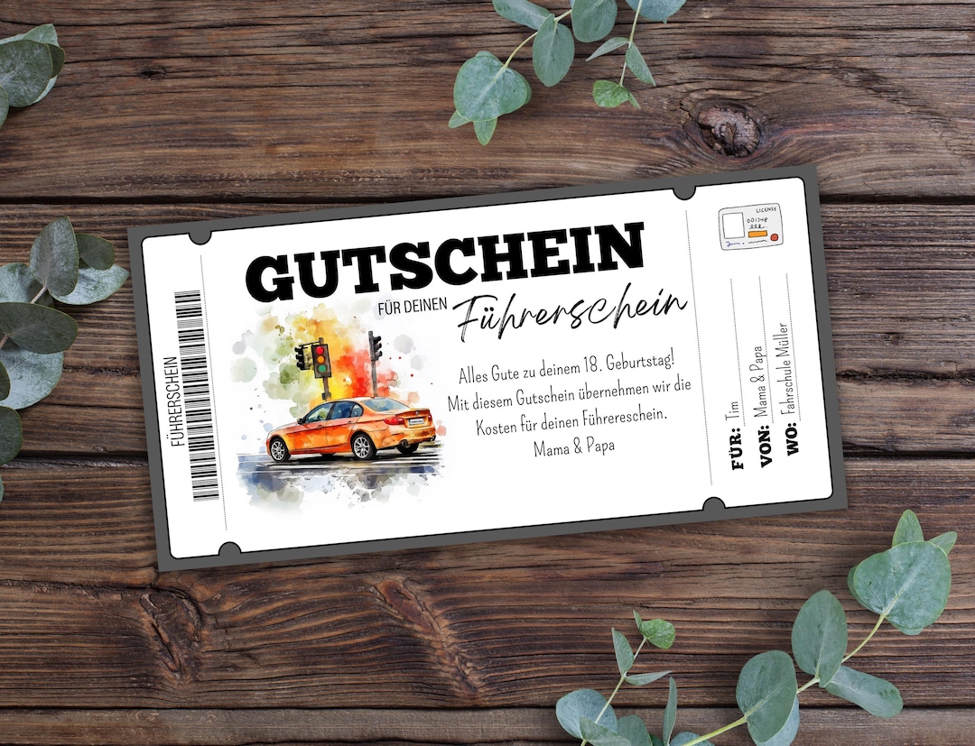 Printable Driving License Voucher Template, Driving License, Gift ...