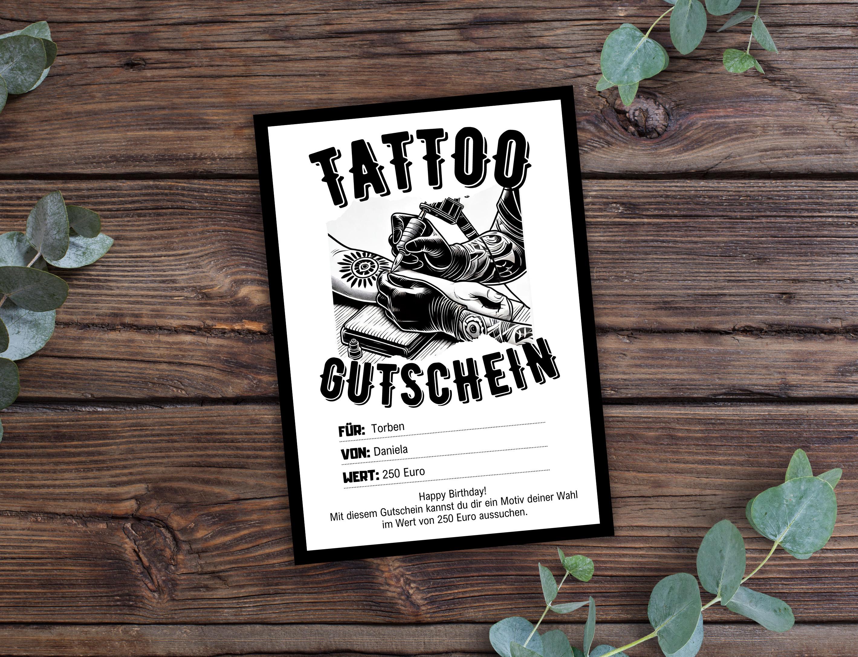 Tattoo Gutschein Vorlage zum Ausdrucken, Gutschein zum Tätowieren ...