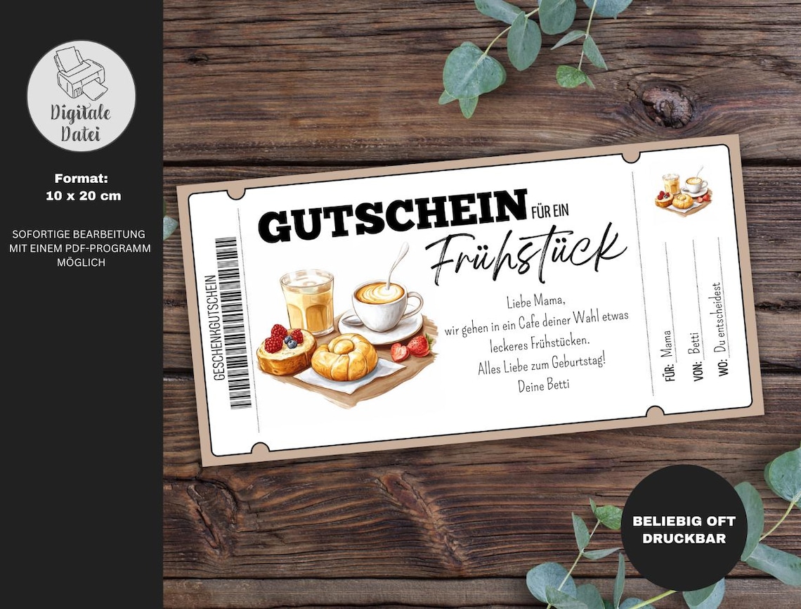 Gutschein Zum Fruhstucken Gehen