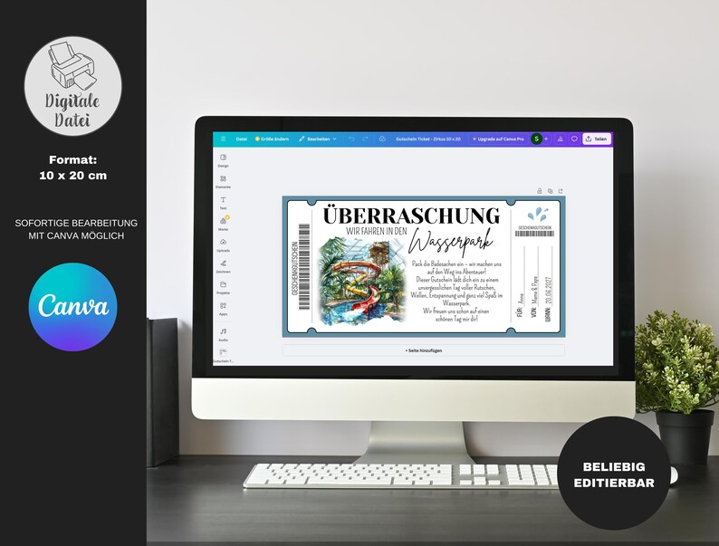 Printable Water Park Voucher, Swimming Pool Gift Voucher, Adventure ...