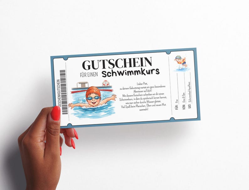 Printable Swimming Course Voucher, Swimming Course Gift Voucher, Learn ...