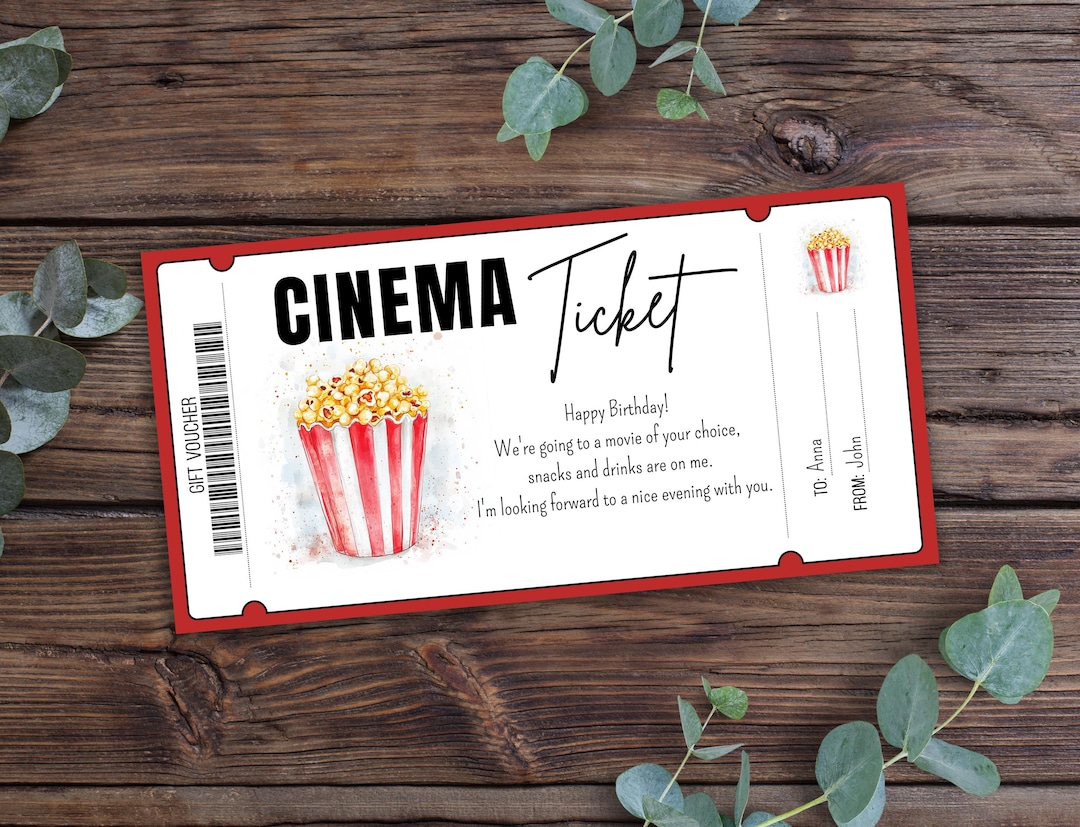 Voucher Cinema, Ticket Cinema, Gift Voucher Template, Personalized ...