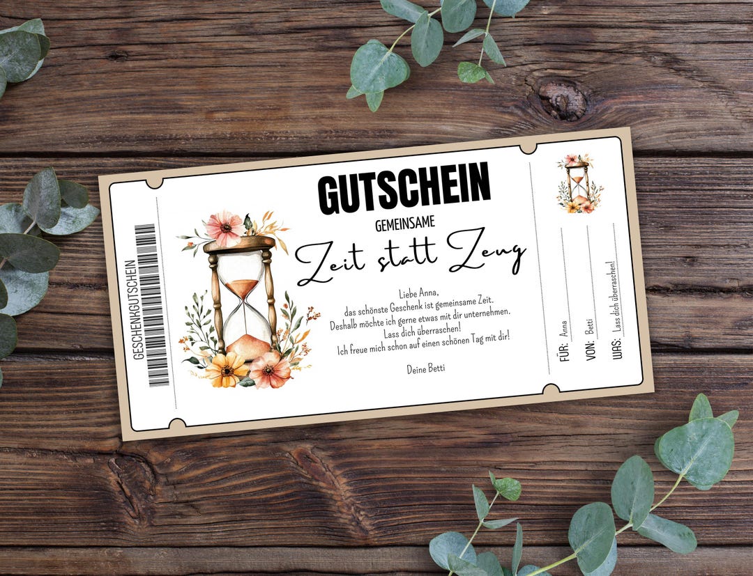 Gutschein Zeit statt Zeug, Geschenkgutschein gemeinsame Zeit zum ...