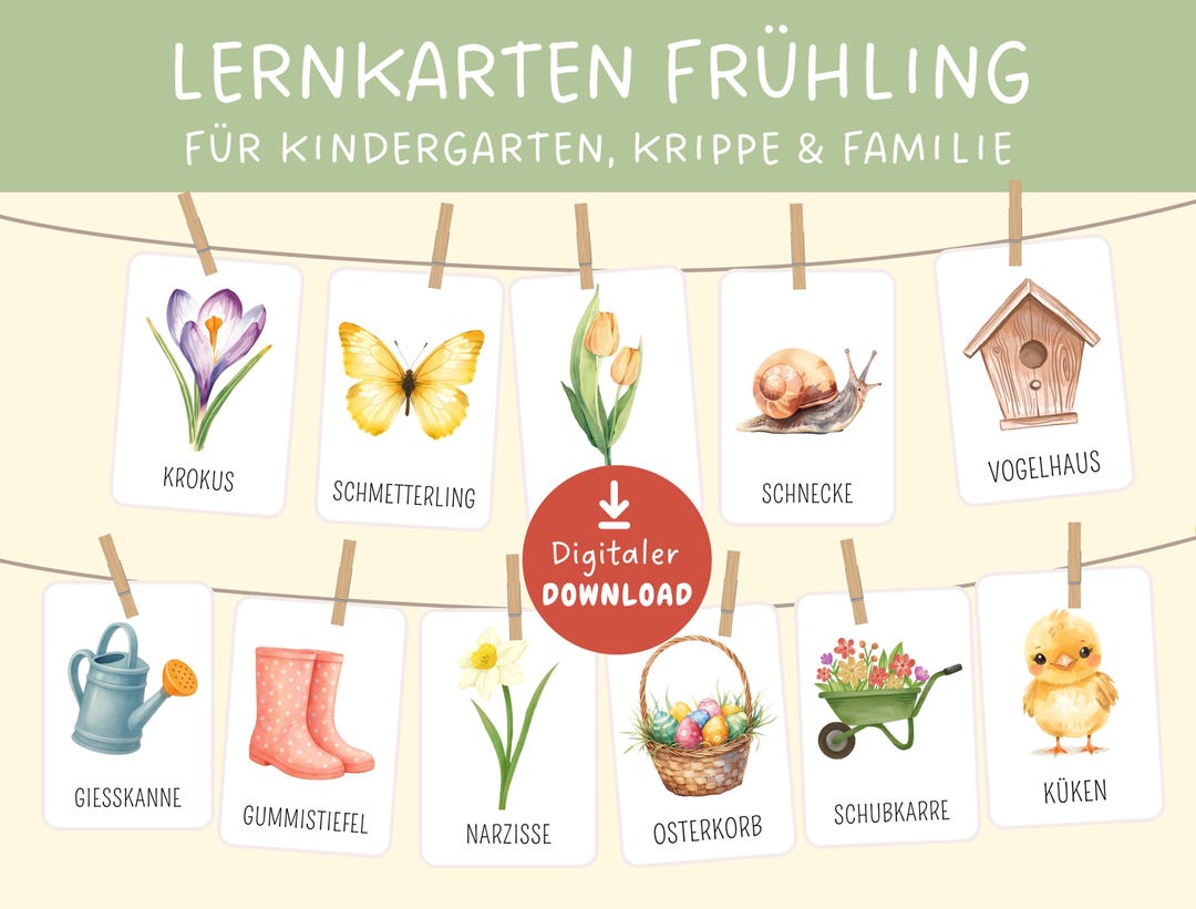 Spring Flashcards to Print, Knowledge Cards for Spring, Easter, Morning ...