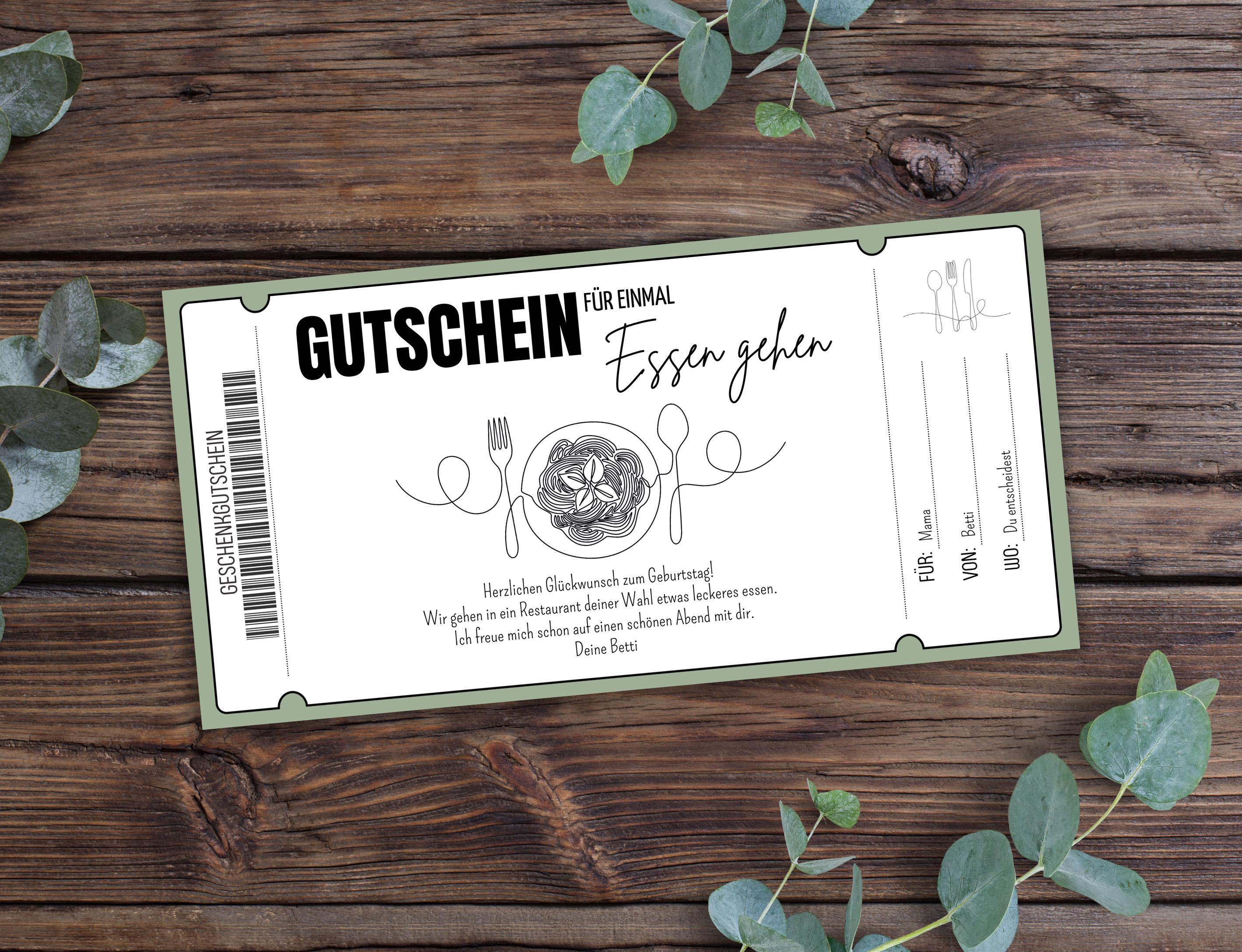 Gutschein zum Ausdrucken, Essen gehen, Restaurant, Einladung zum Essen ...