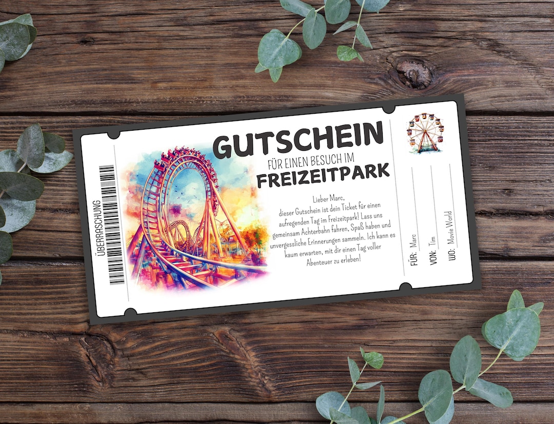 Voucher for Amusement Park Visit to Print, Voucher Template Roller ...