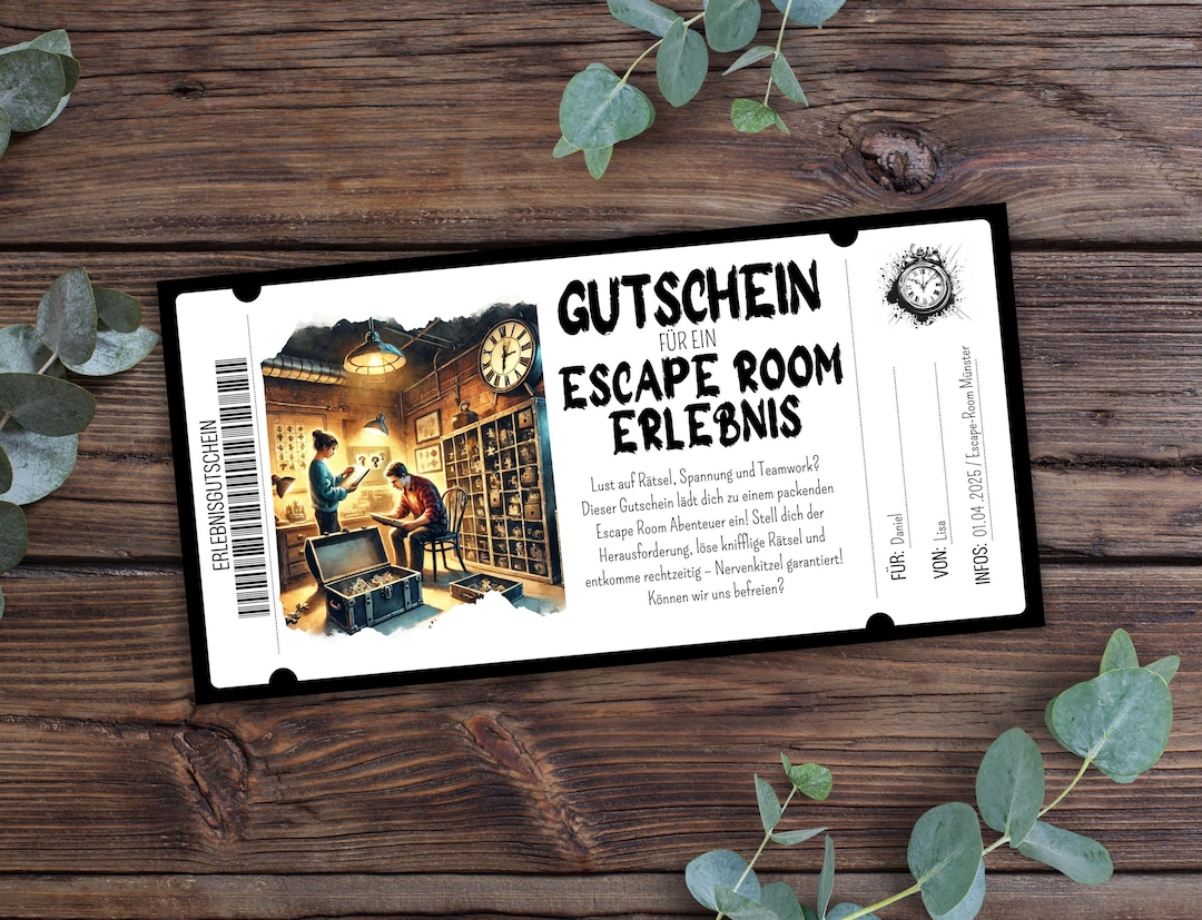 Voucher Escape Room to Print, Gift Voucher Escape Room Experience ...