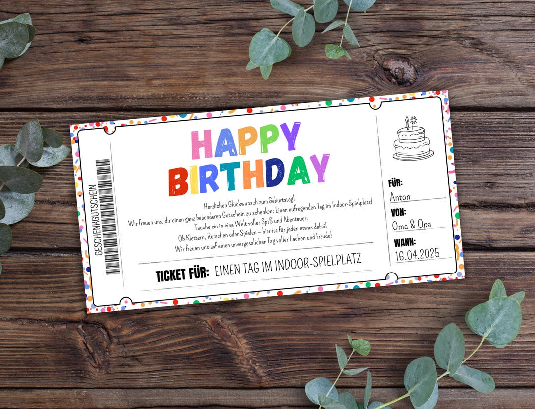 Gutschein Happy Birthday zum Ausdrucken, Gutschein Vorlage, Gutschein ...