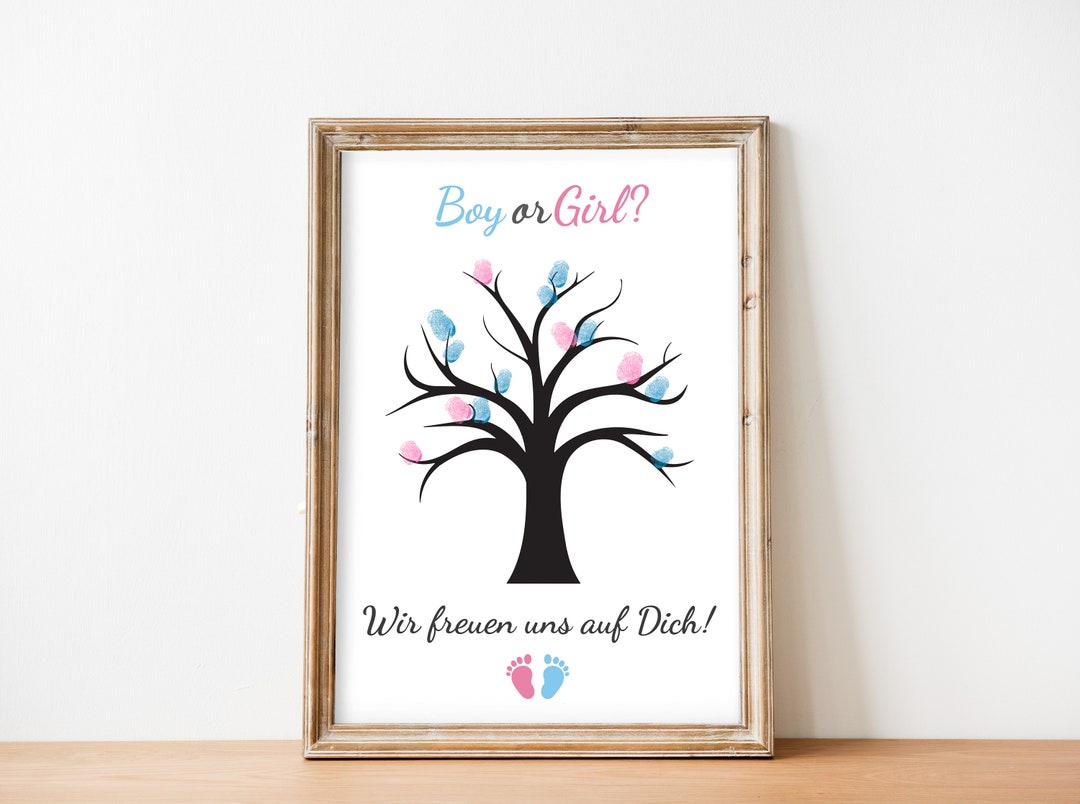 Gender Reveal Party Fingerprint, Boy or Girl, Boy or Girl, Baby Shower ...