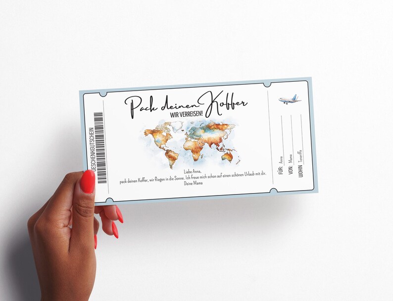 Travel Voucher - Printable, Gift Voucher for a Short Break, Travel ...