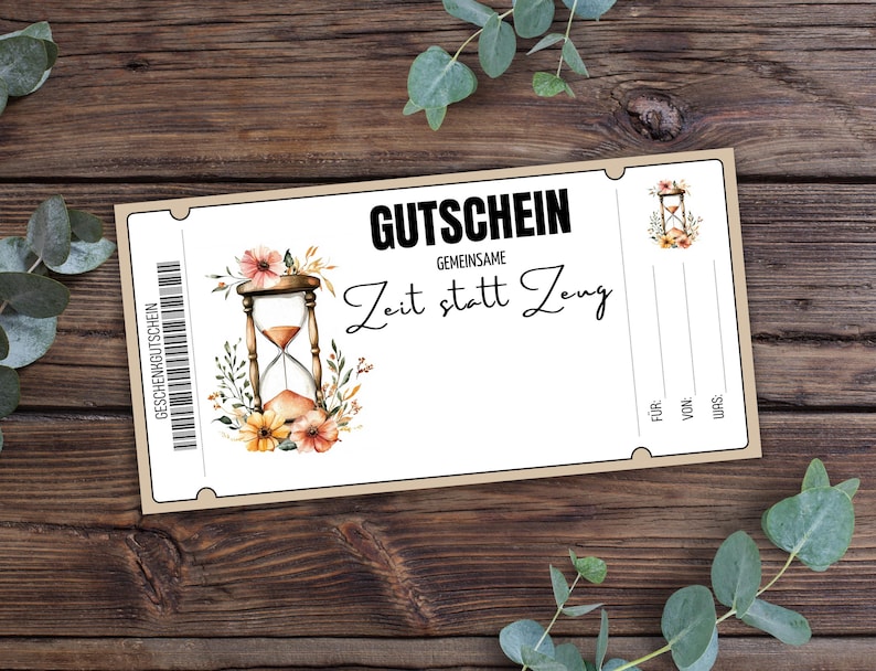 Gutschein Zeit statt Zeug, Geschenkgutschein gemeinsame Zeit zum ...