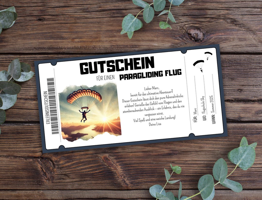 Printable Skydiving Voucher, Skydiving Gift Voucher, Experience Voucher ...