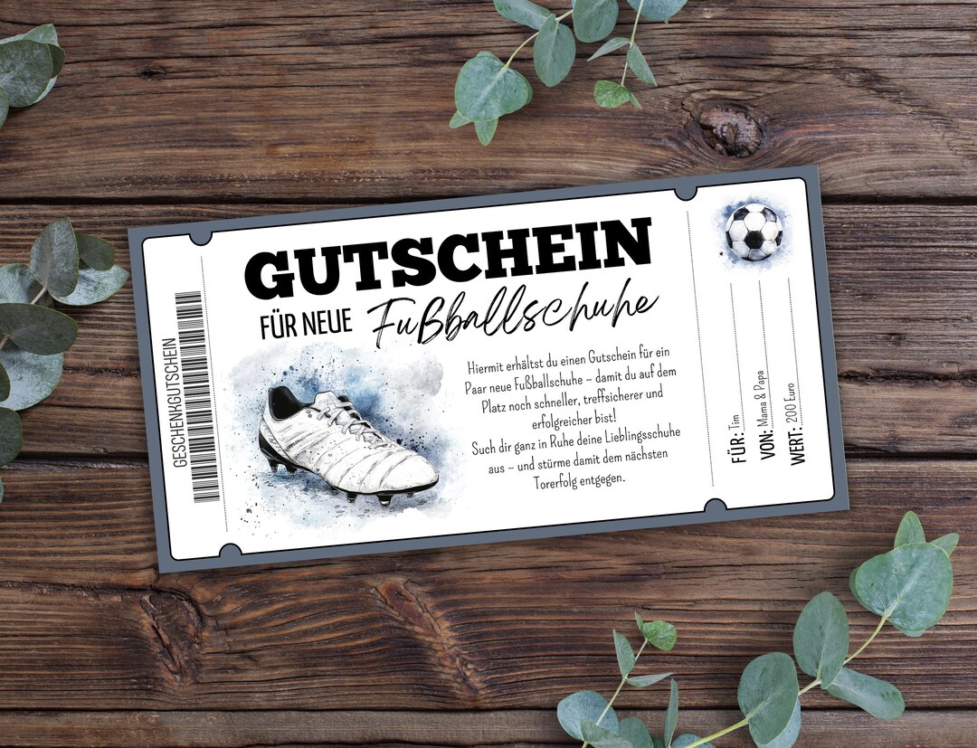 Voucher for New Football Boots - to Print, Gift Idea Football Boots ...