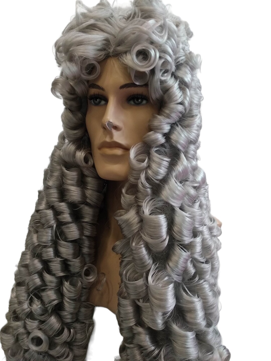 Bloody Baron Colonial Male Gray Curly Wig - Etsy