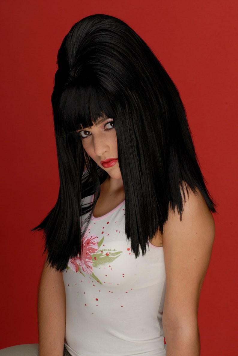 60's Beehive Black Tall Wig - Etsy UK