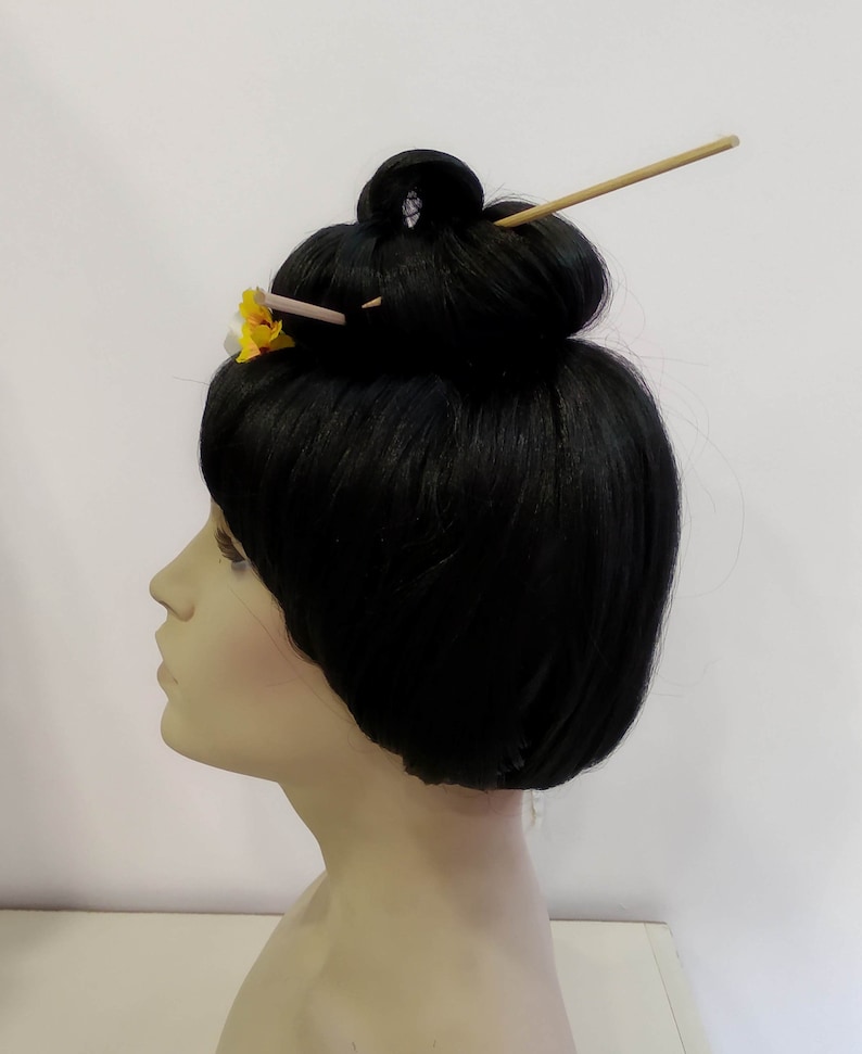 Japanese Geisha Authentic Black Costume Wig. Size | Etsy