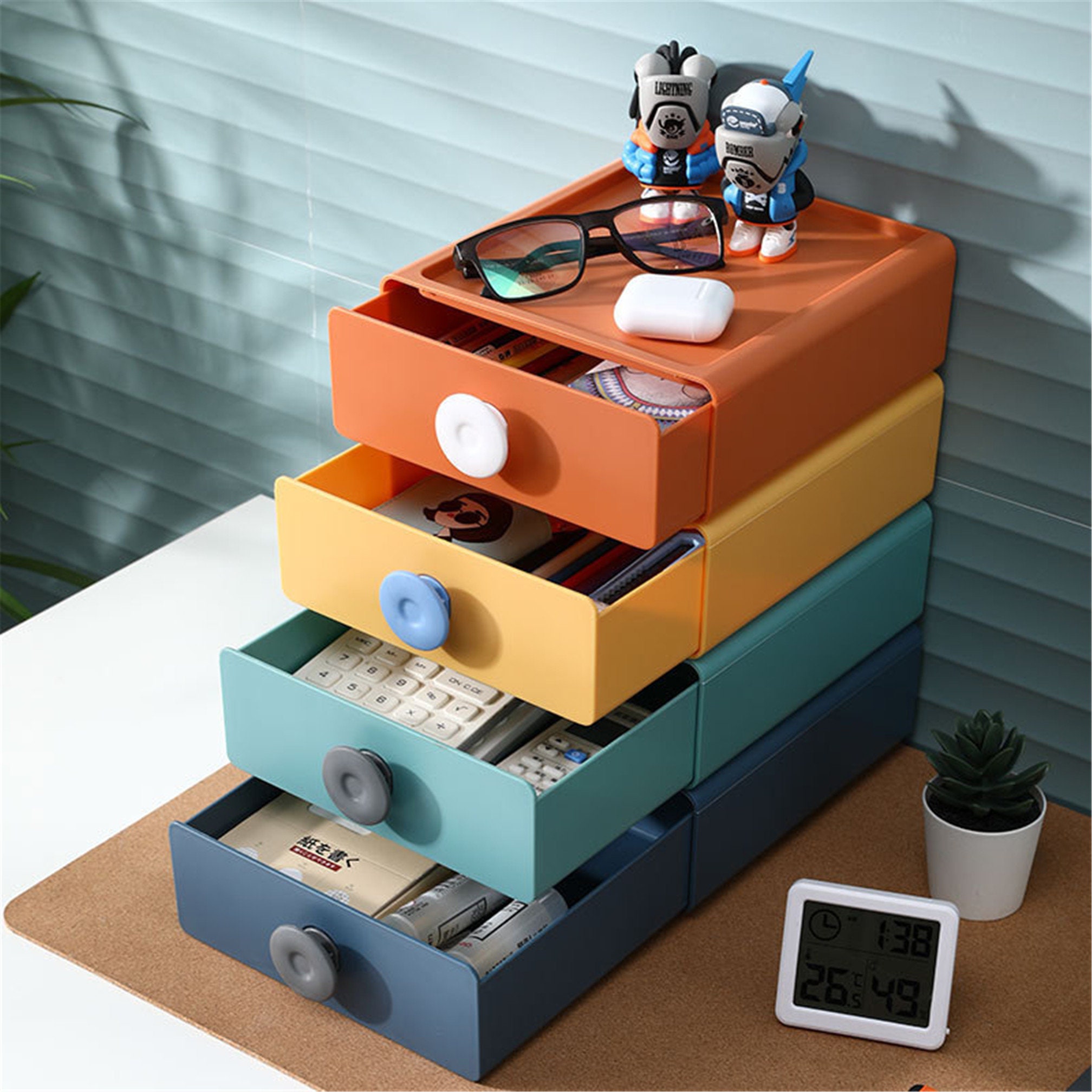 Desktop Organizer with Drawer Stackable Storage Tray Drawers | Etsy