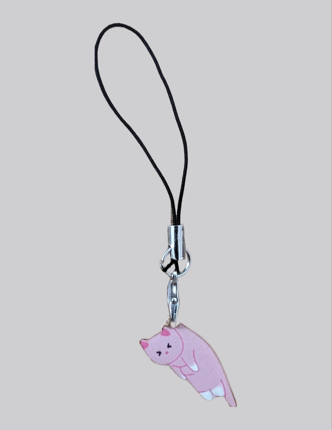 Pink Cat, Phone Charm, Kitten, Cute Cat, Hanging Cat, Charm, Dangle Cat ...
