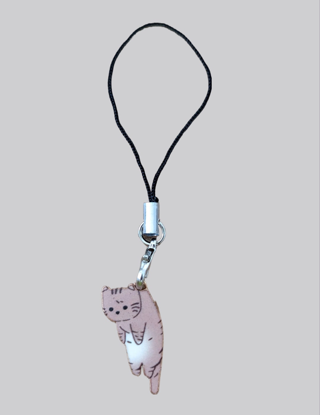 Brown Cat Phone Charm, Alloy & Stainless Steel Kitty Lanyard - Etsy