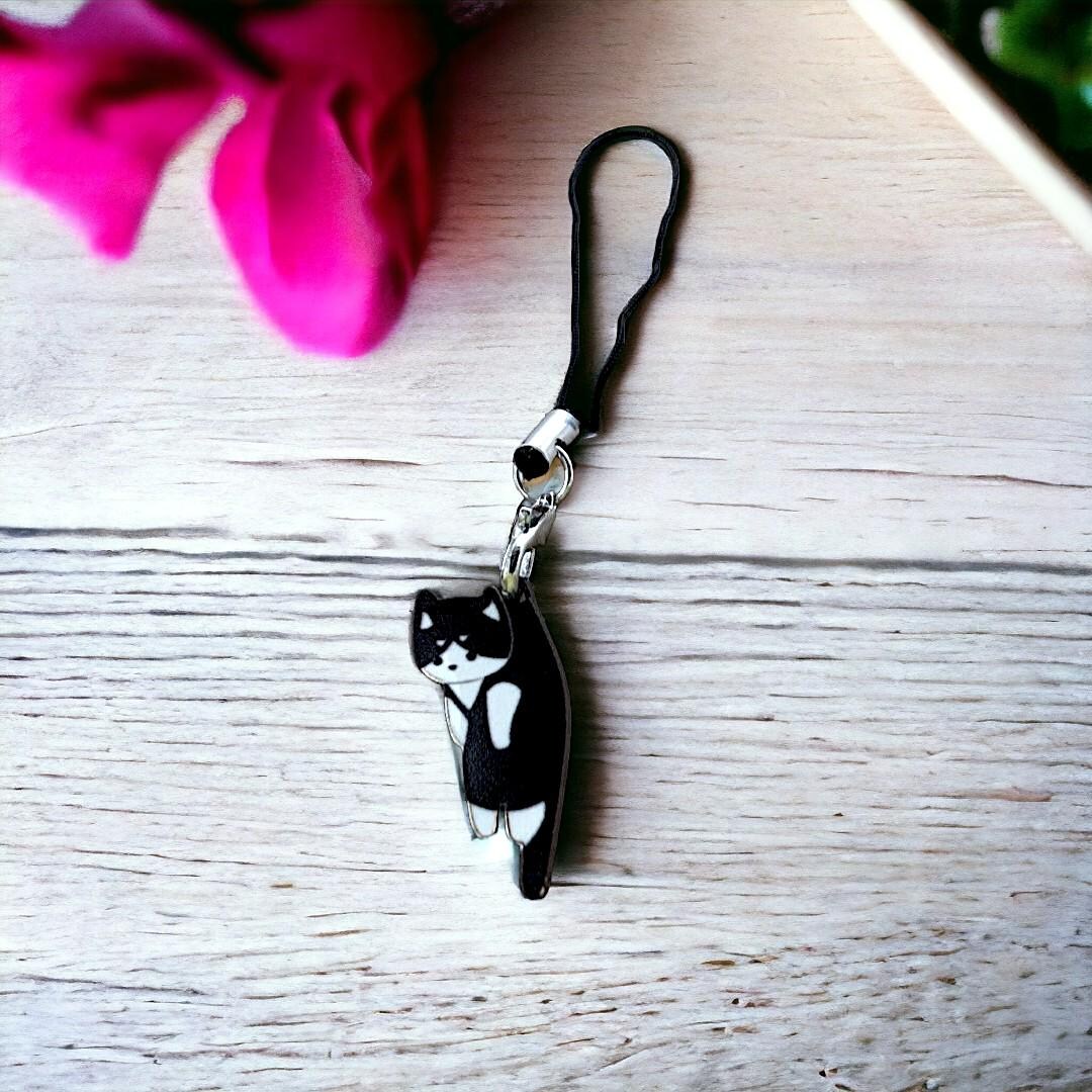 Black Cat Phone Charm, Enamel Kitten Lanyard - Etsy
