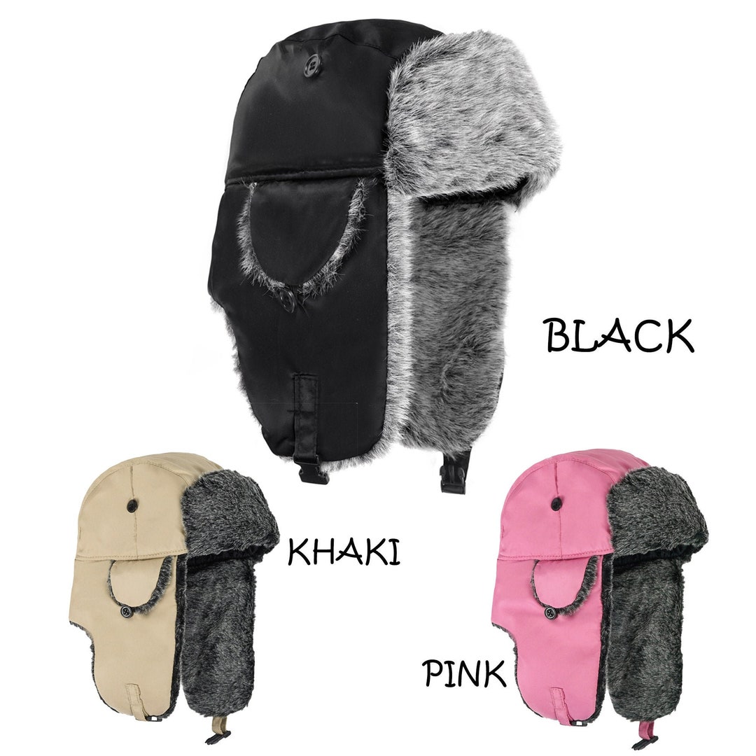 Trapper Hat/black,khaki, Pink Trapper Hat/windproof & Thermal Warm ...